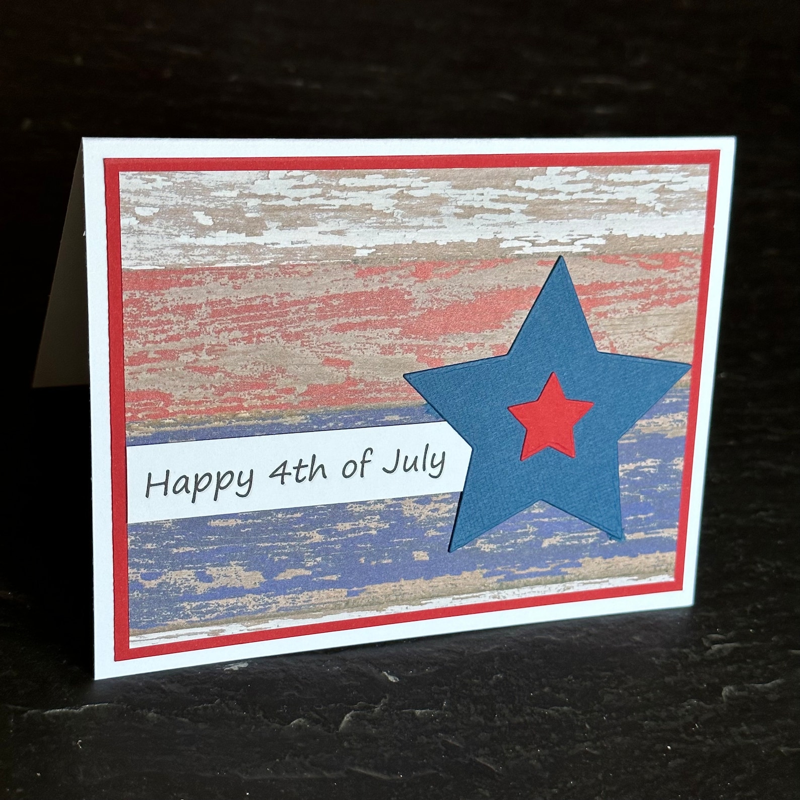 Handmade July 4th Greeting Cards in Distressed Wood Grain Embellished ...