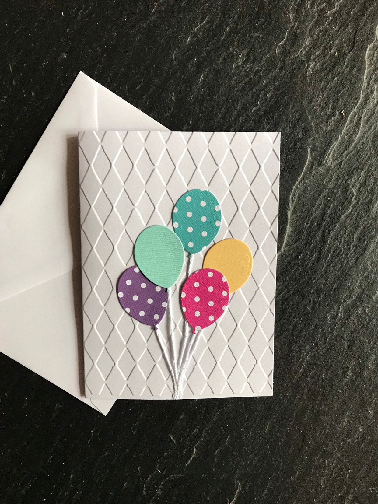 Girl Birthday Card With Balloons, Embossed Cards, Handmade Greeting ...