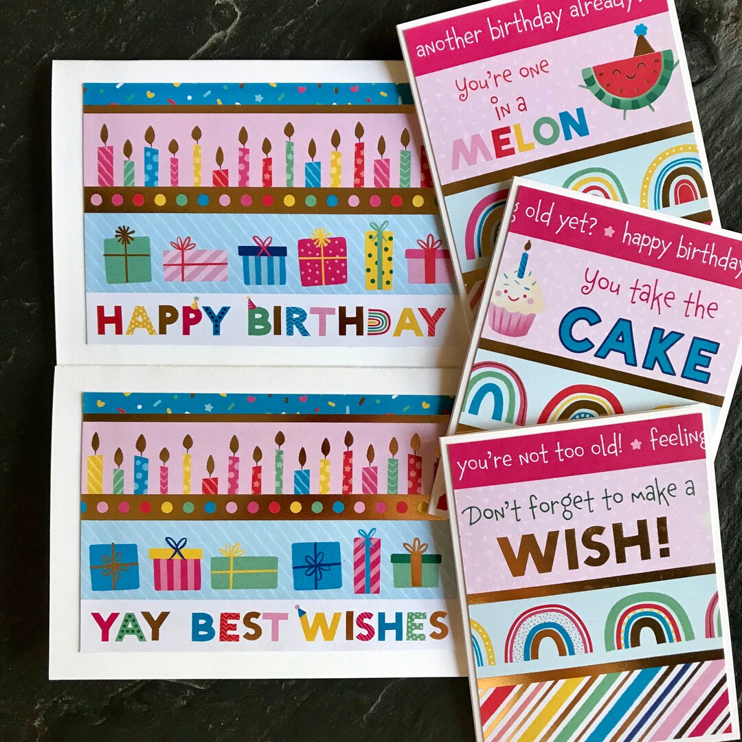 Set of 5 Fun Birthday Cards for Kids, Assorted Happy Birthday Card ...