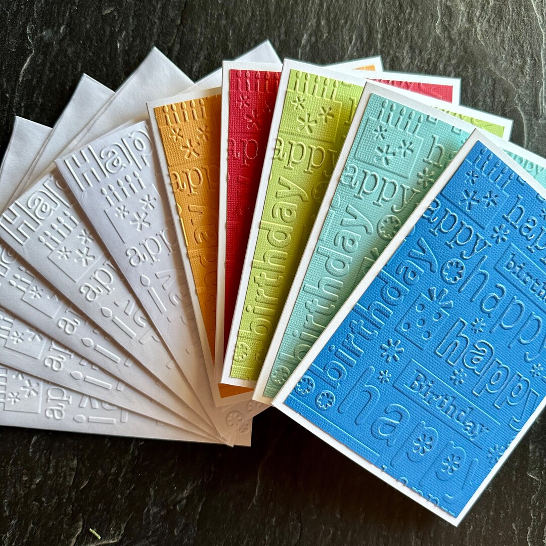 Embossed Birthday Card Set Handmade Greeting Birthday Card - Etsy