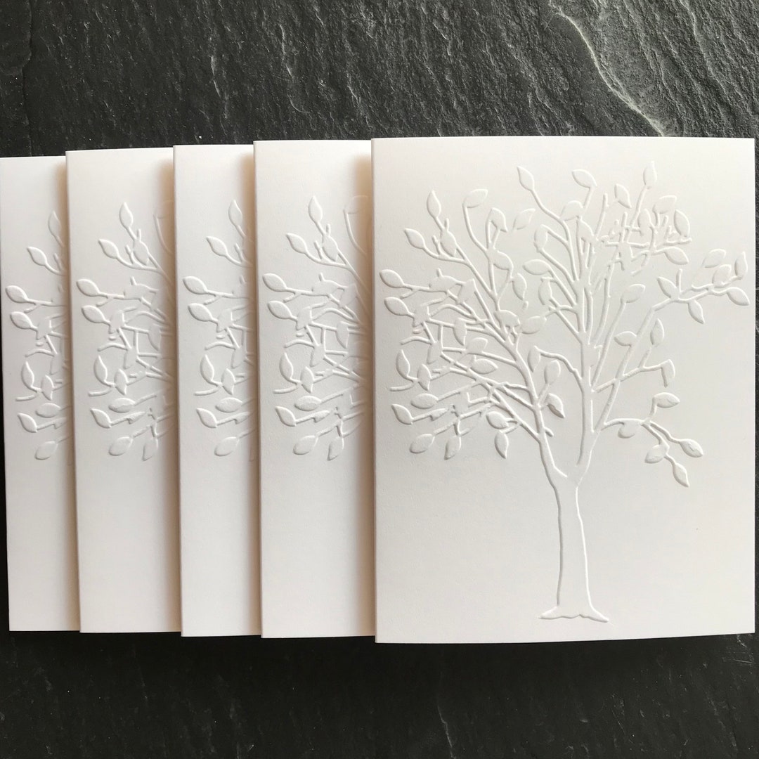 Embossed Tree Note Cards, Set of 5 or 10 Handmade Blank Cards With ...