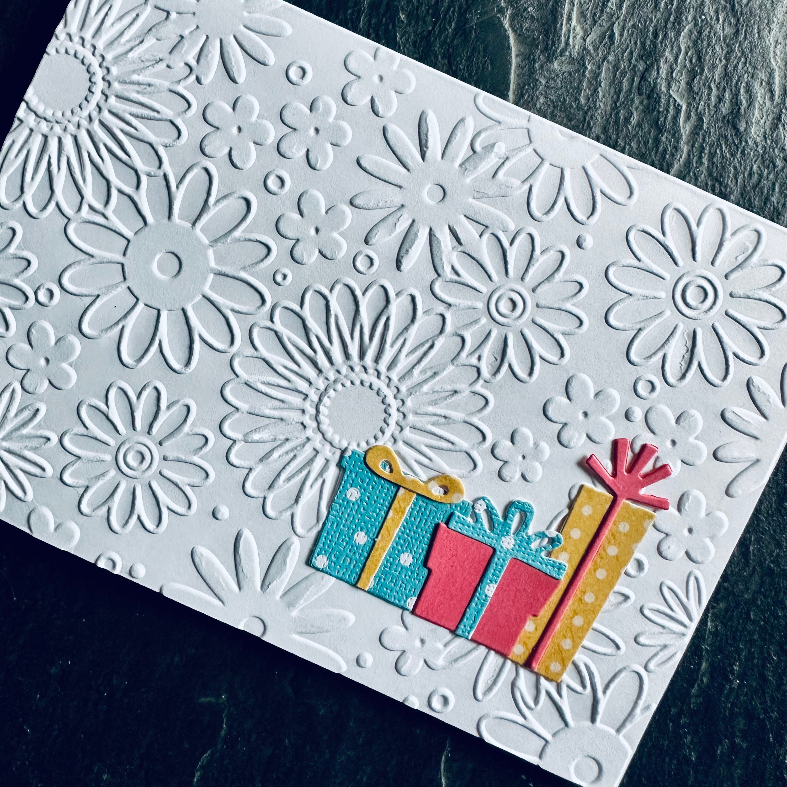 Embossed Birthday Card, Floral Card for Girls, Handmade Birthday Gift ...