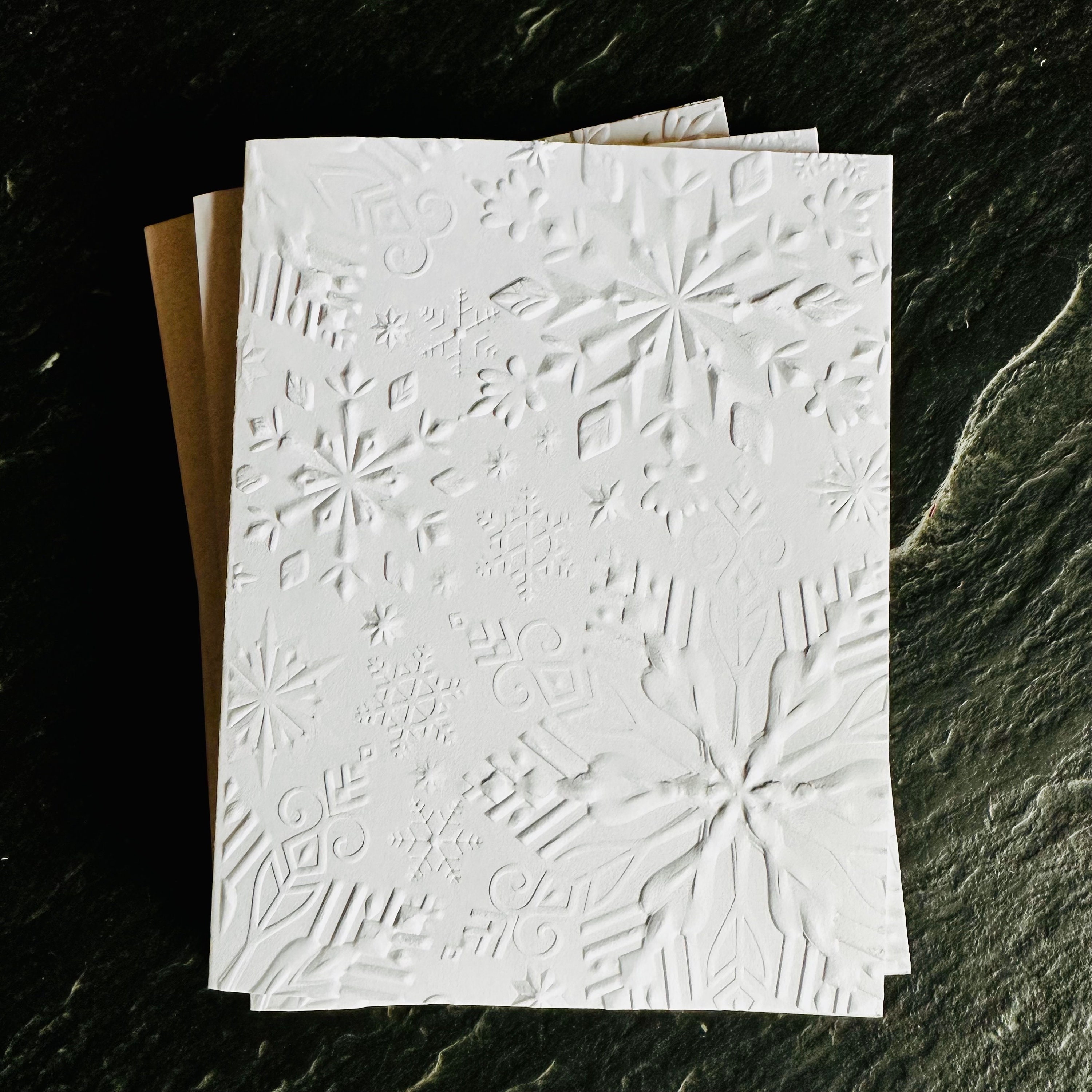 Minimalist All White Winter Holiday Cards Set With Embossed 3D ...