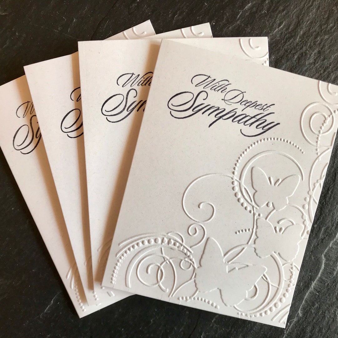 Handmade Sympathy Card, Single or Set of 4, Embossed Greeting Cards Set ...