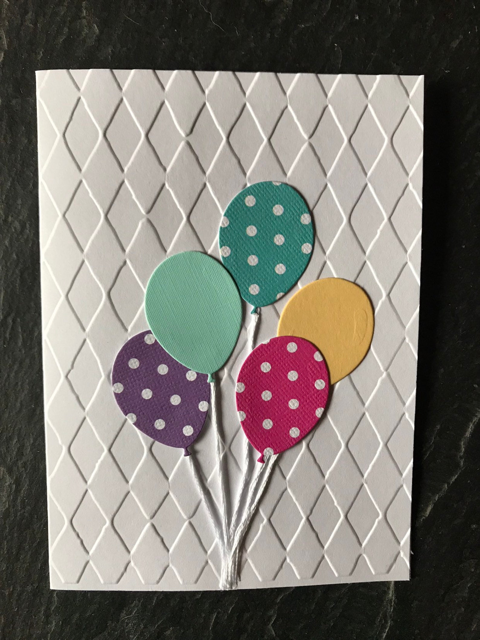 Girl Birthday Card With Balloons, Embossed Cards, Handmade Greeting ...