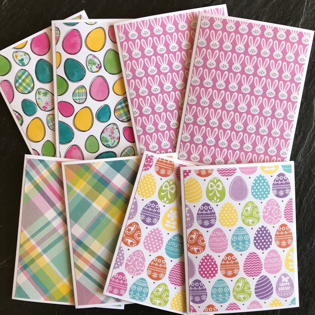 Handmade Easter Card Pack for Kids or Adults, Set of 8 Blank Assorted ...