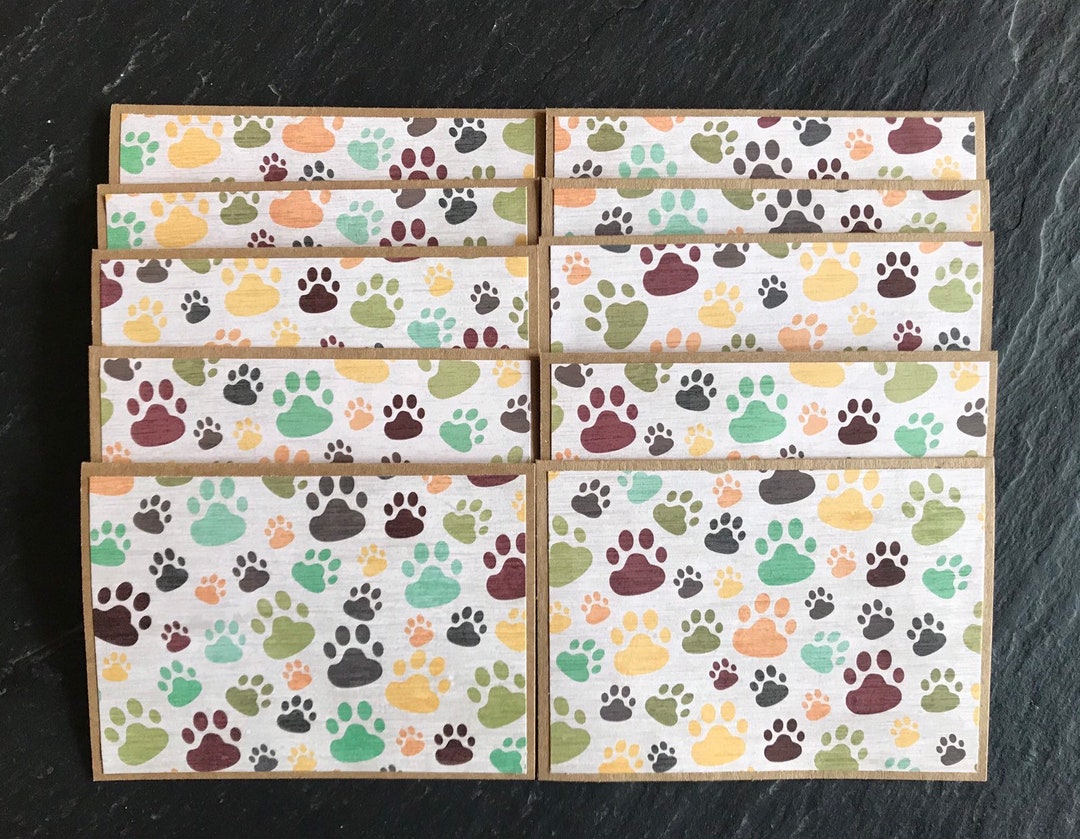 Dog Paw Print Note Cards Set of 10 – Blank Dog Stationery, Card From ...