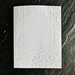 Minimalist White Christmas Cards Set With Snowy Trees, Handmade ...