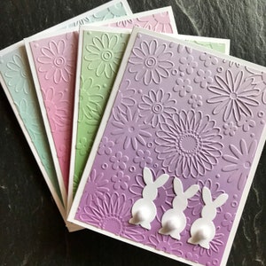 Handmade Embossed Easter Cards With Cottontail Bunnies and Flowers ...