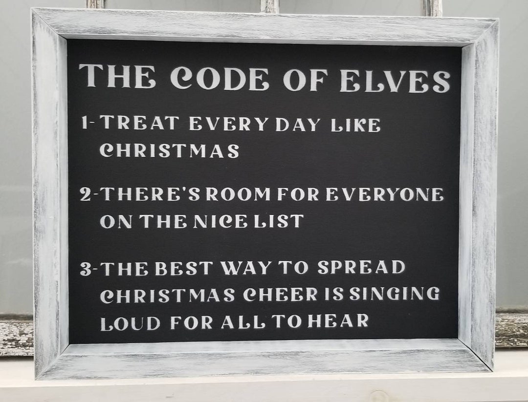 Code of Elves Framed Wood Sign Elf Movie Inspired Christmas - Etsy