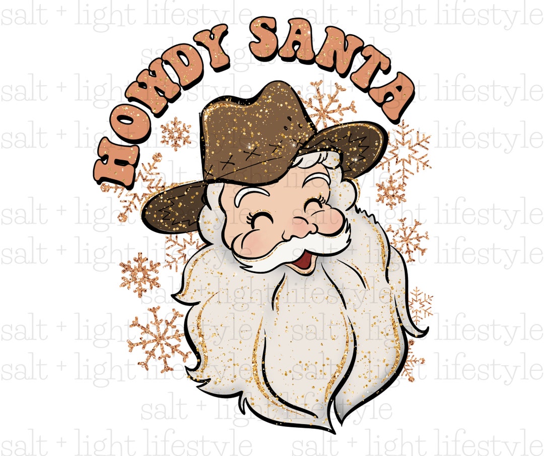 Retro Christmas, Cowboy Christmas, Santa, Holiday Png, Svg, Digital ...