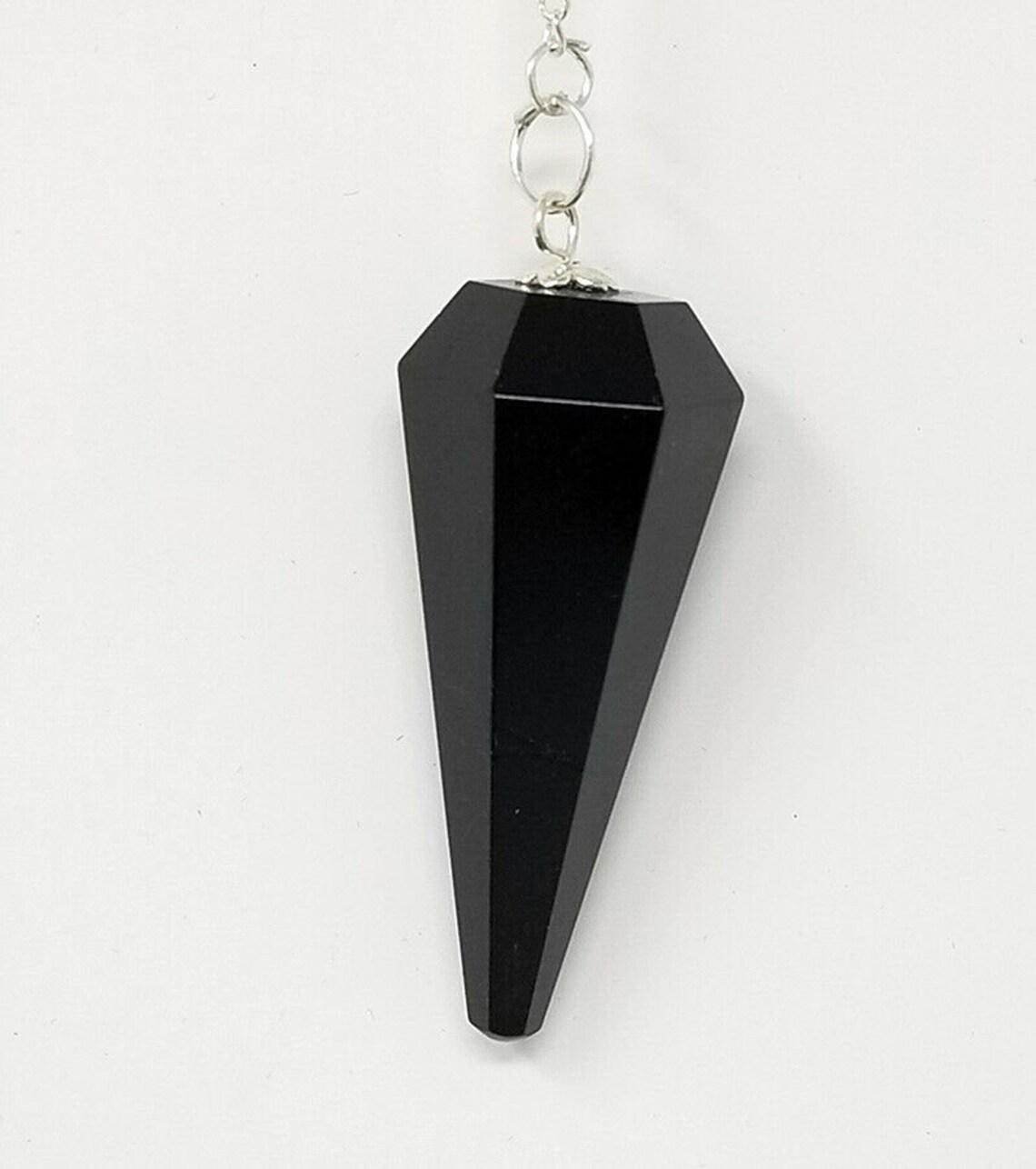 Black Tourmaline Pendulum with Chain Faceted Natural Crystal | Etsy