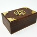 Brass Pentagram Pentacle Wooden Box Altar Stash Jewelry Wicca Pagan ...