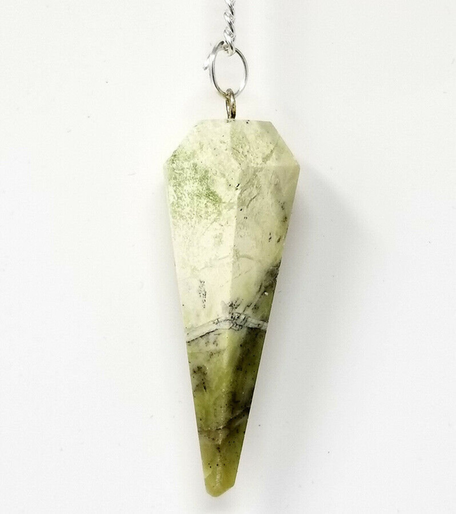 Serpentine Pendulum With Chain Faceted natural Crystal - Etsy