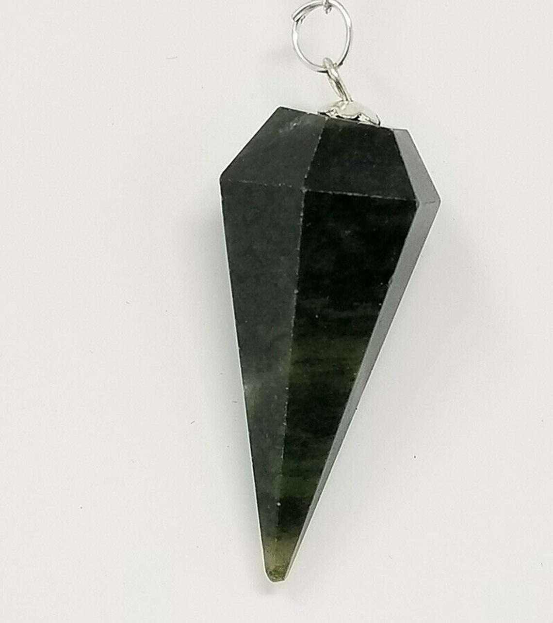 Dark Green Agate Pendulum with Chain Faceted Natural Crystal | Etsy