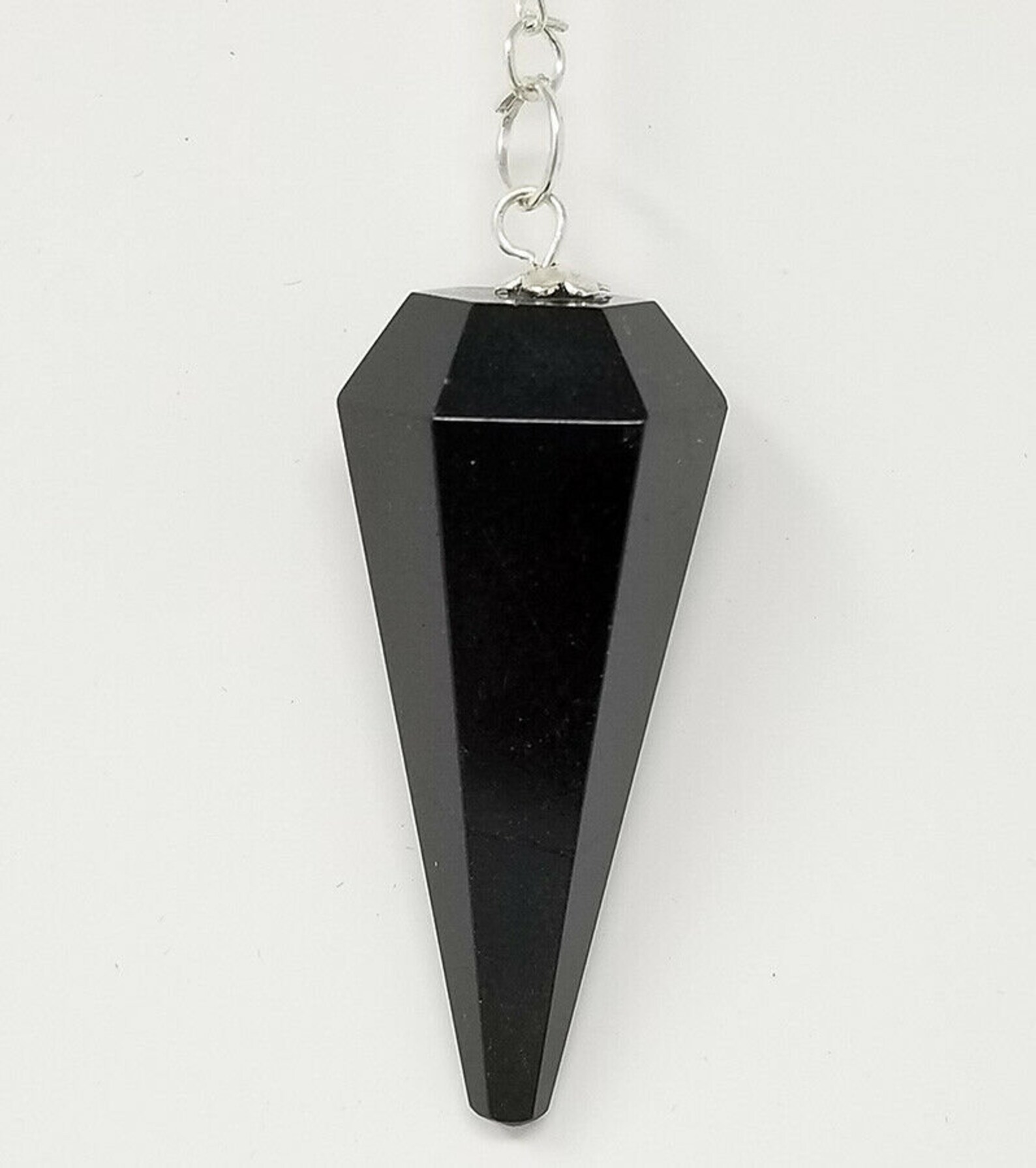 Black Tourmaline Pendulum With Chain Faceted natural Crystal | Etsy