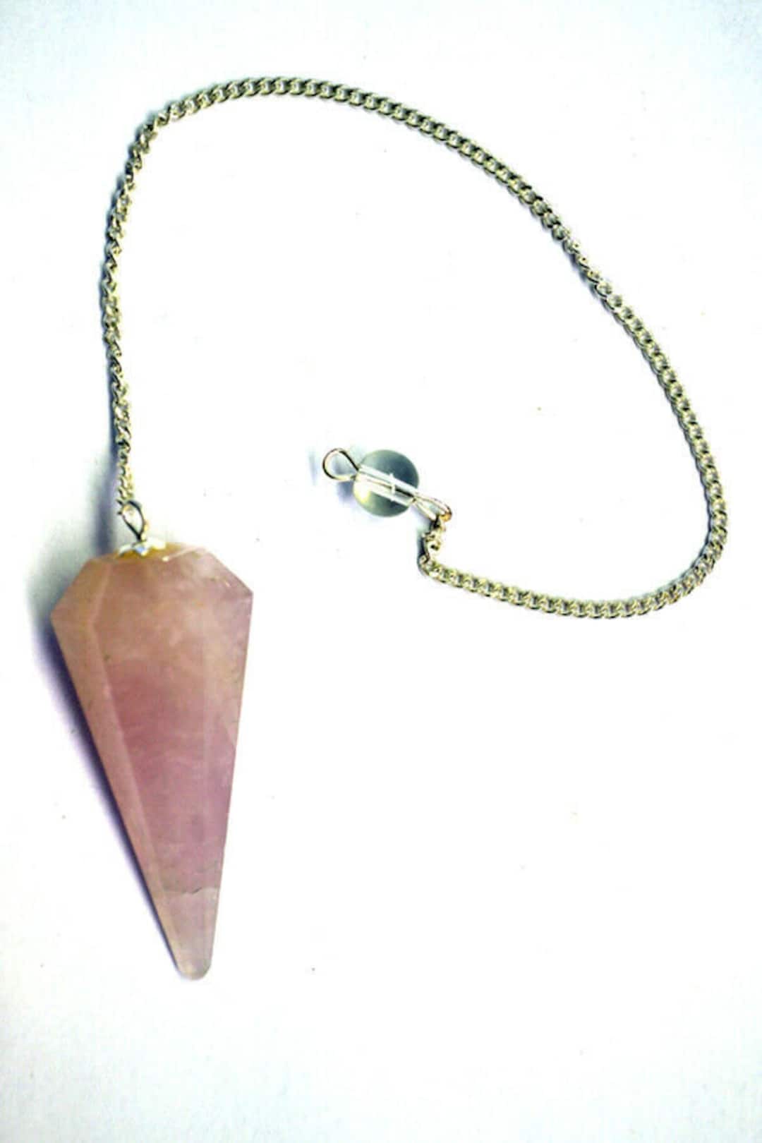 Rose Quartz Pendulum 2"l With Chain, Faceted (natural Crystal Stone) - Etsy
