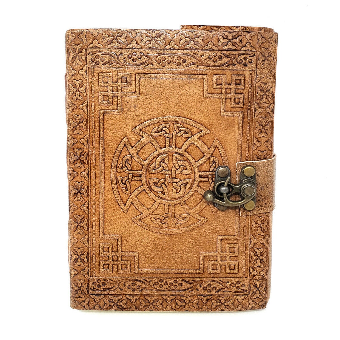 Celtic Cross Leather Journal 5x7" With Latch Closure, Embossed Leather ...