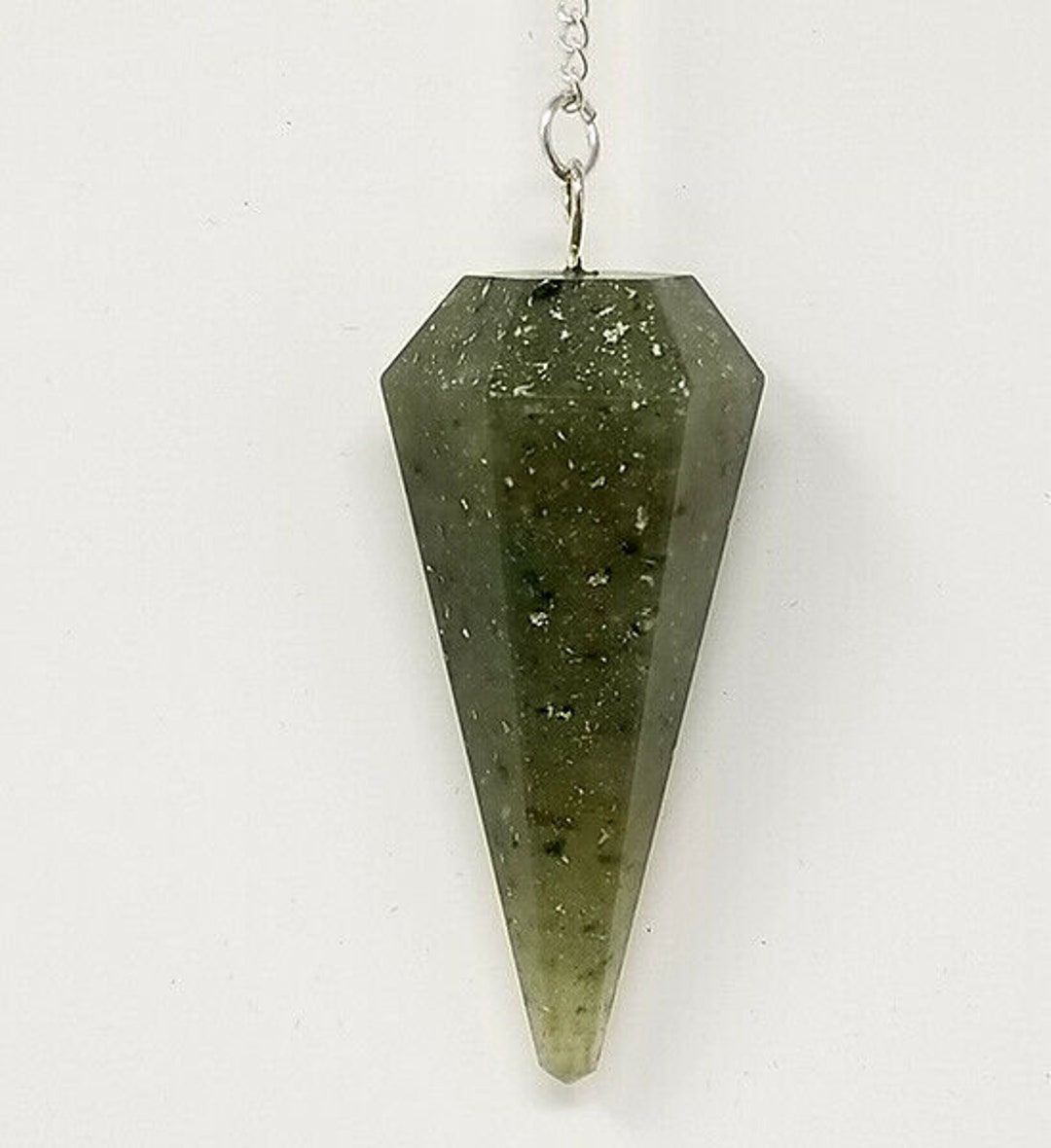Green Aventurine Pendulum With Chain, Faceted (natural Crystal Stone ...