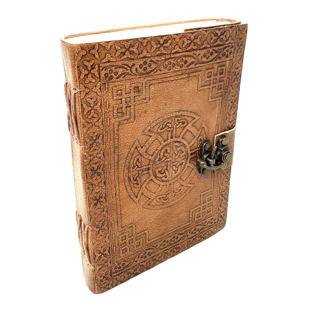 Celtic Cross Leather Journal 5x7" With Latch Closure, Embossed Leather ...