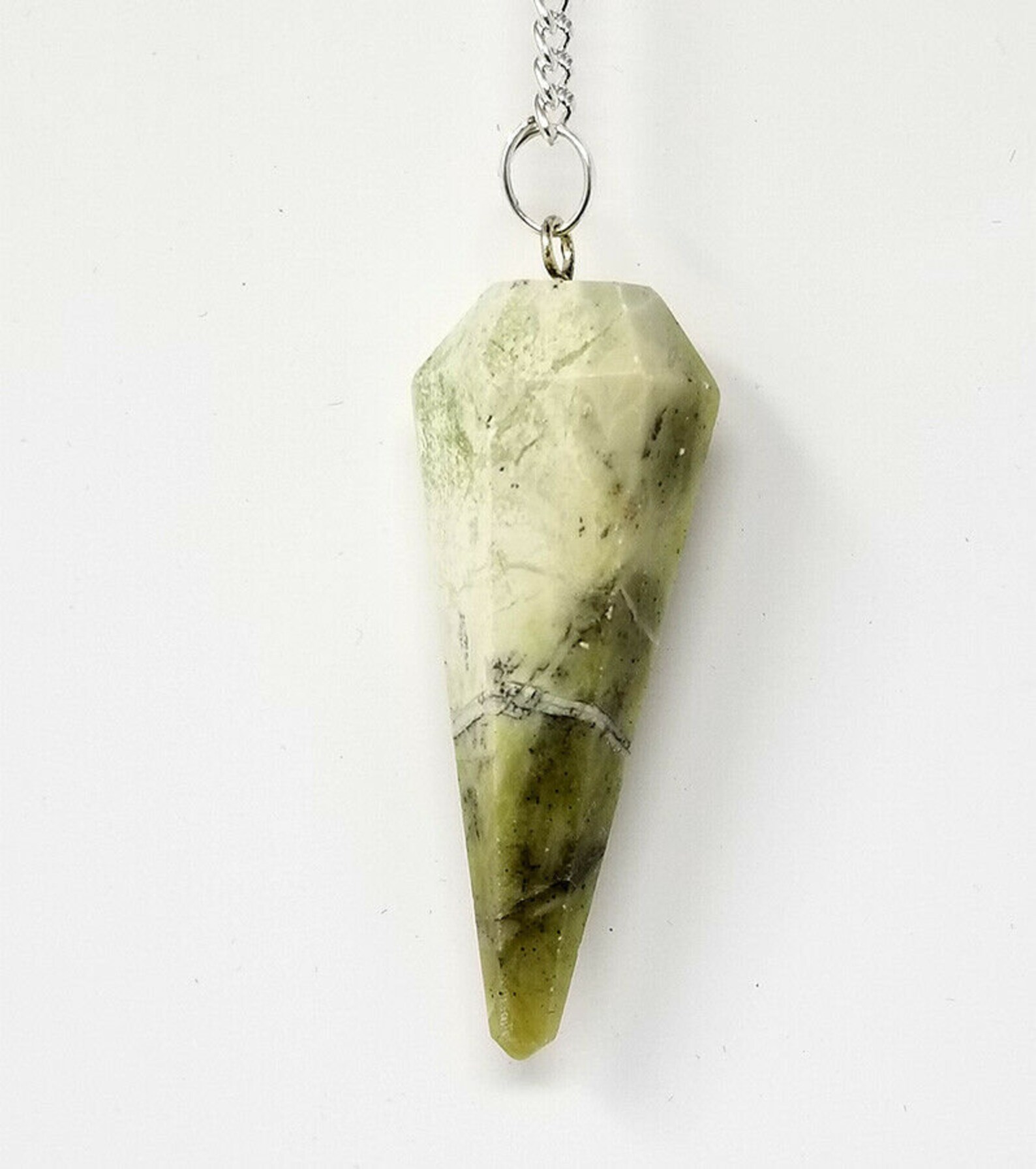 Serpentine Pendulum With Chain Faceted natural Crystal - Etsy