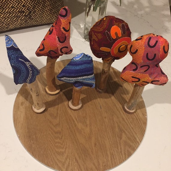 INDIGENOUS ABORIGINAL Patterned Fabric Trees Wooden Trunk | Etsy