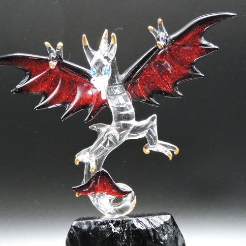 Dragon Medieval Hand Blown Glass Figurine Crystal Gold - Etsy
