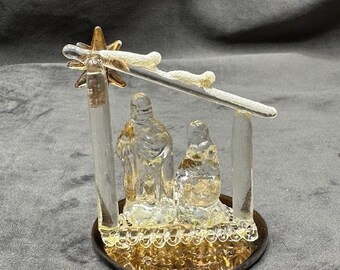 Lovely Glass Nativity Set /nativity Glass Holy Family Made in Taiwan ...