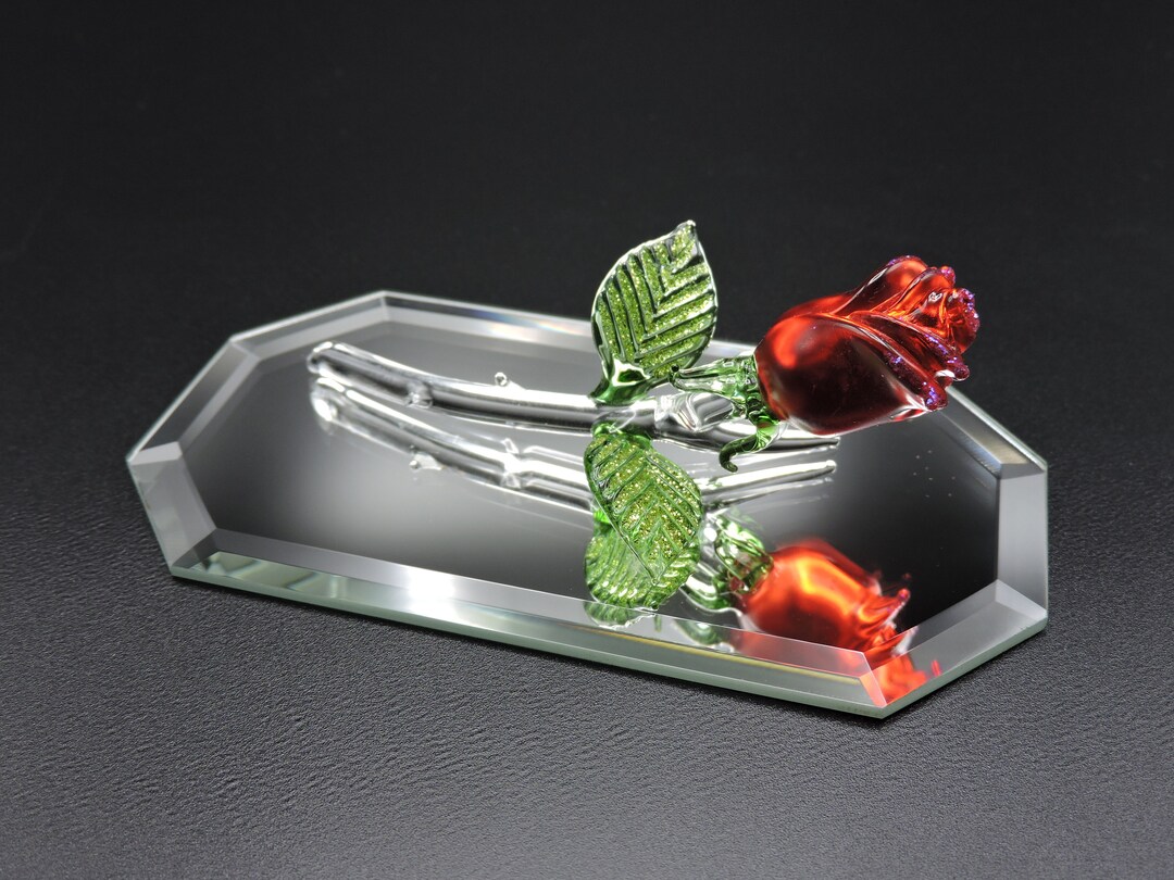 Hand Made Blown Glass - Red Rose - Etsy