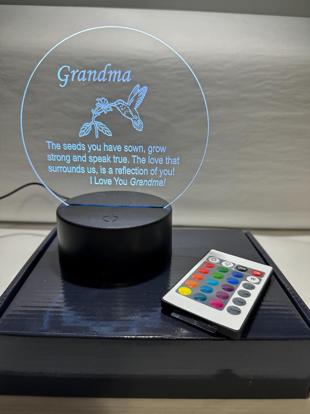 Grandma Poem on Engraved Acrylic, Multifunction LED Light Base With ...