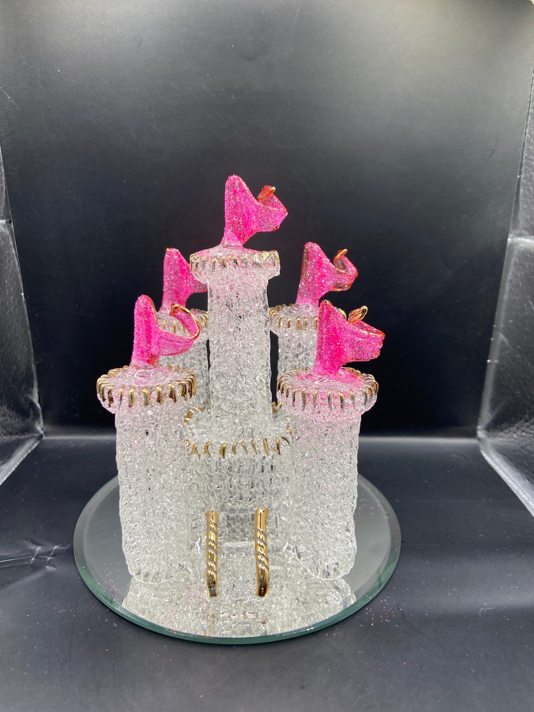 Handmade Blown Glass Large Pink Princess Castle - Etsy
