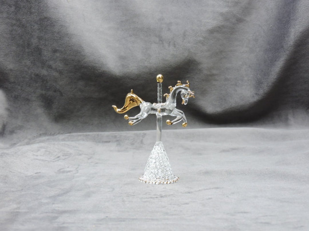 Handmade Blown Glass Small Carousel Horse With 22K Gold Trim - Etsy