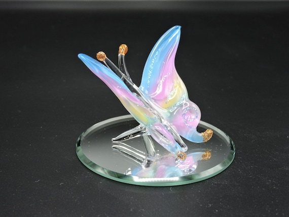 Butterfly Gem Hand Blown Glass Figurine Glass Gallery Vintage Blue