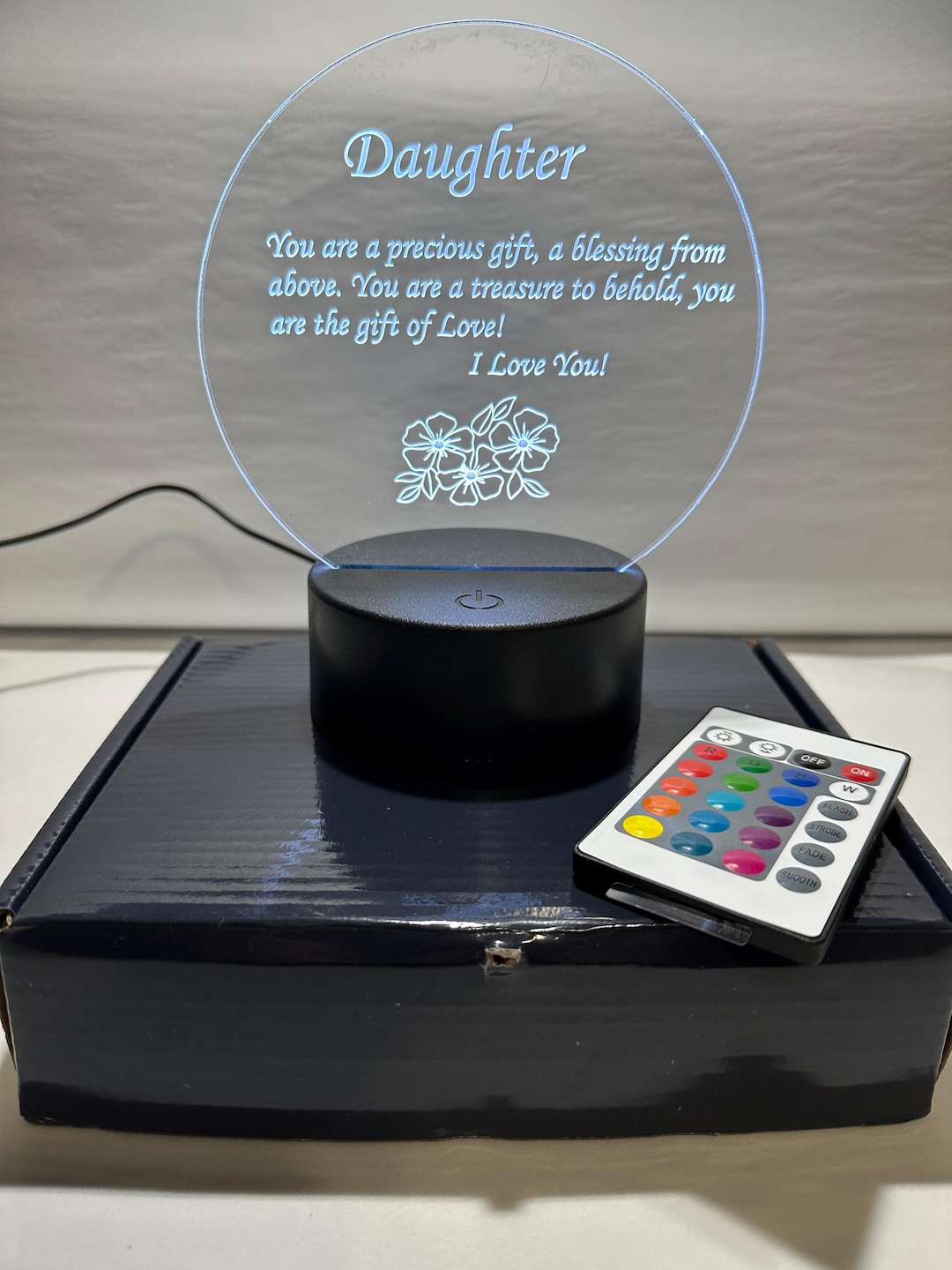 Daughter Poem on Engraved Acrylic, Multifunction LED Light Base With ...