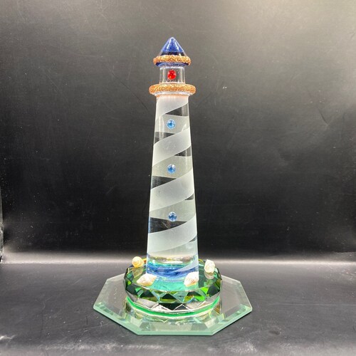 Handmade Blown Glass Lighthouse Beacon of Light - Etsy