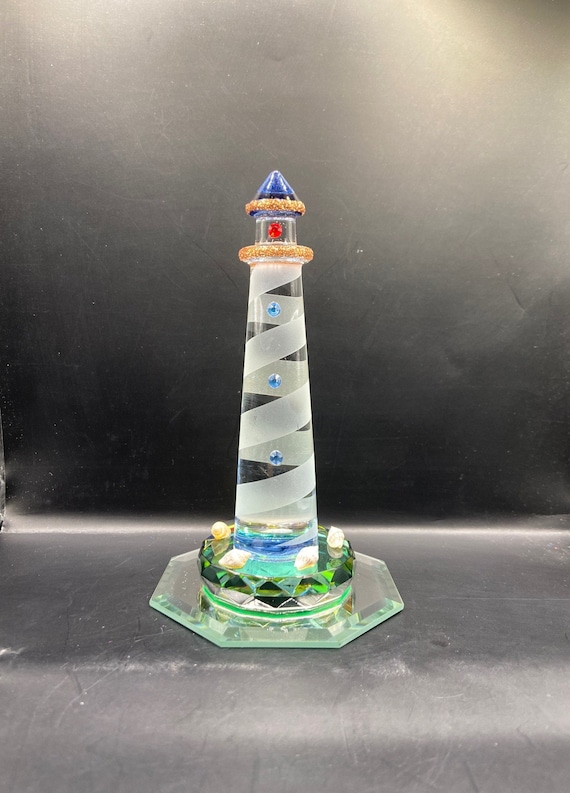 Handmade Blown Glass Lighthouse Beacon of Light - Etsy