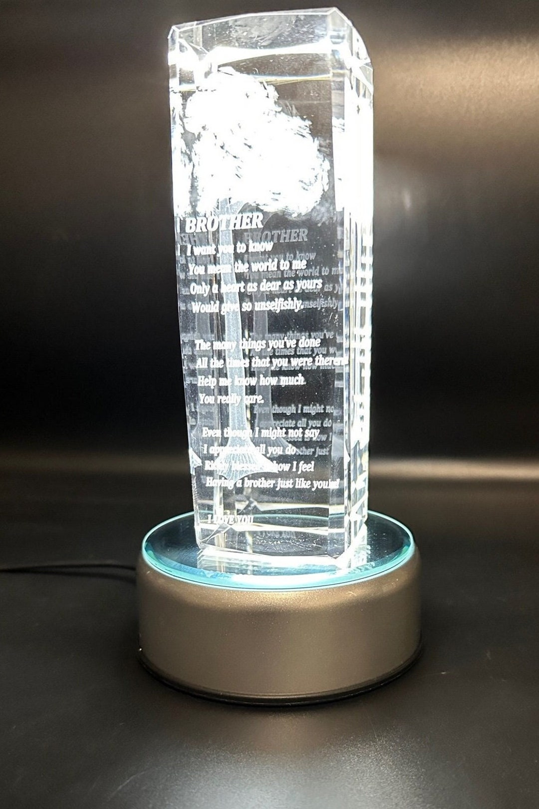 3D Glass Laser Cube With Brother Poem - Etsy