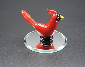 Handmade Red Cardinal, Red Cardinal on Snowy Tree Branch, Red Cardinal ...