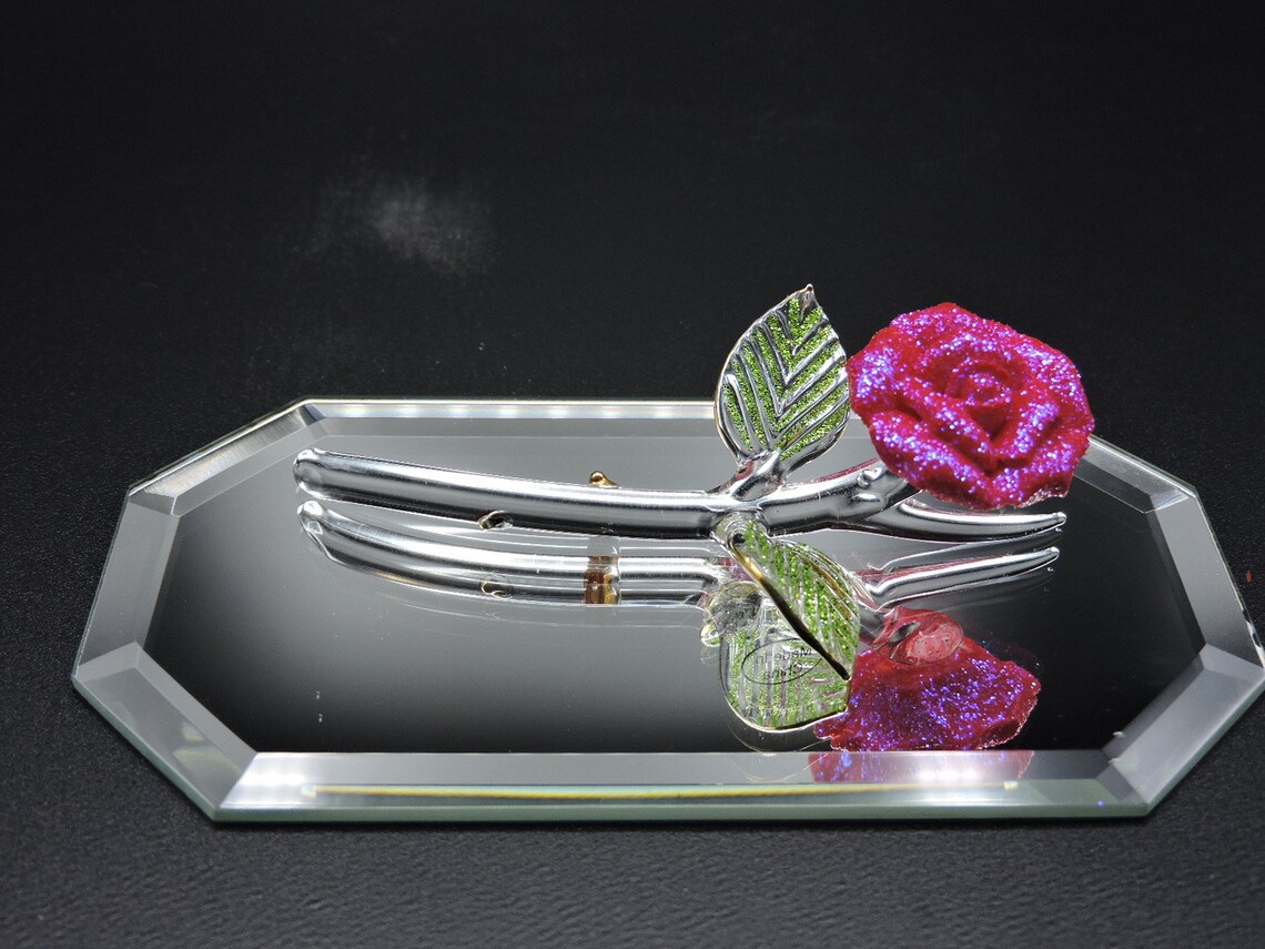 Hand Made Blown Glass & Porcelain - Red Rose/flower - Etsy