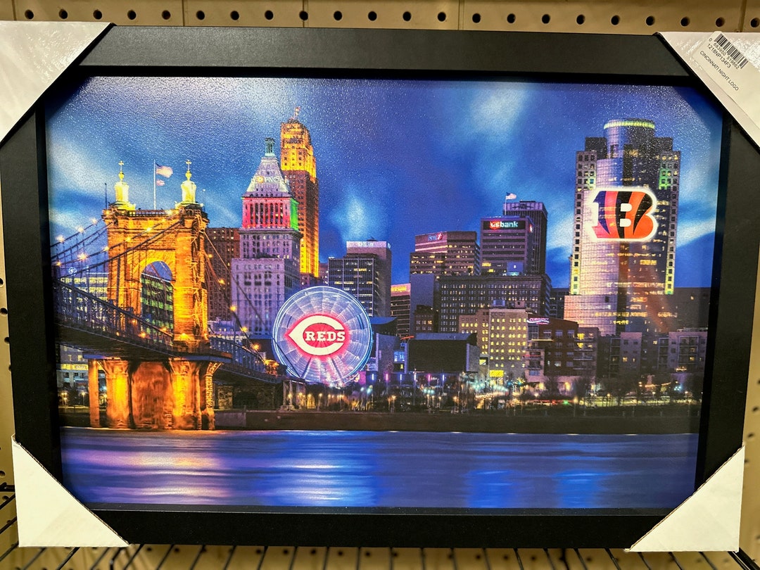 Cincinnati Nights Logo for Reds and Bengals - Cincinnati Skyline Framed ...