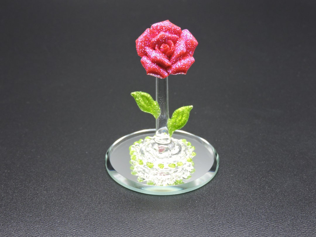 Hand Made Blown Glass and Porcelain Red Spring Rose - Etsy