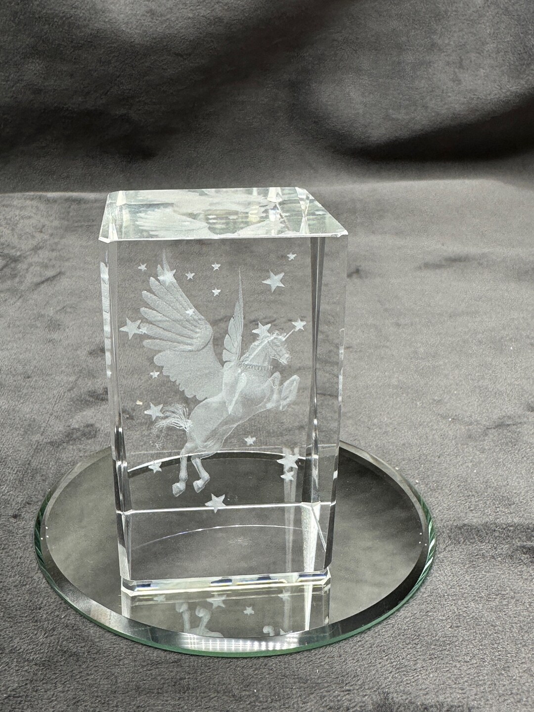 3D Glass Laser Cube Pegasus - Etsy