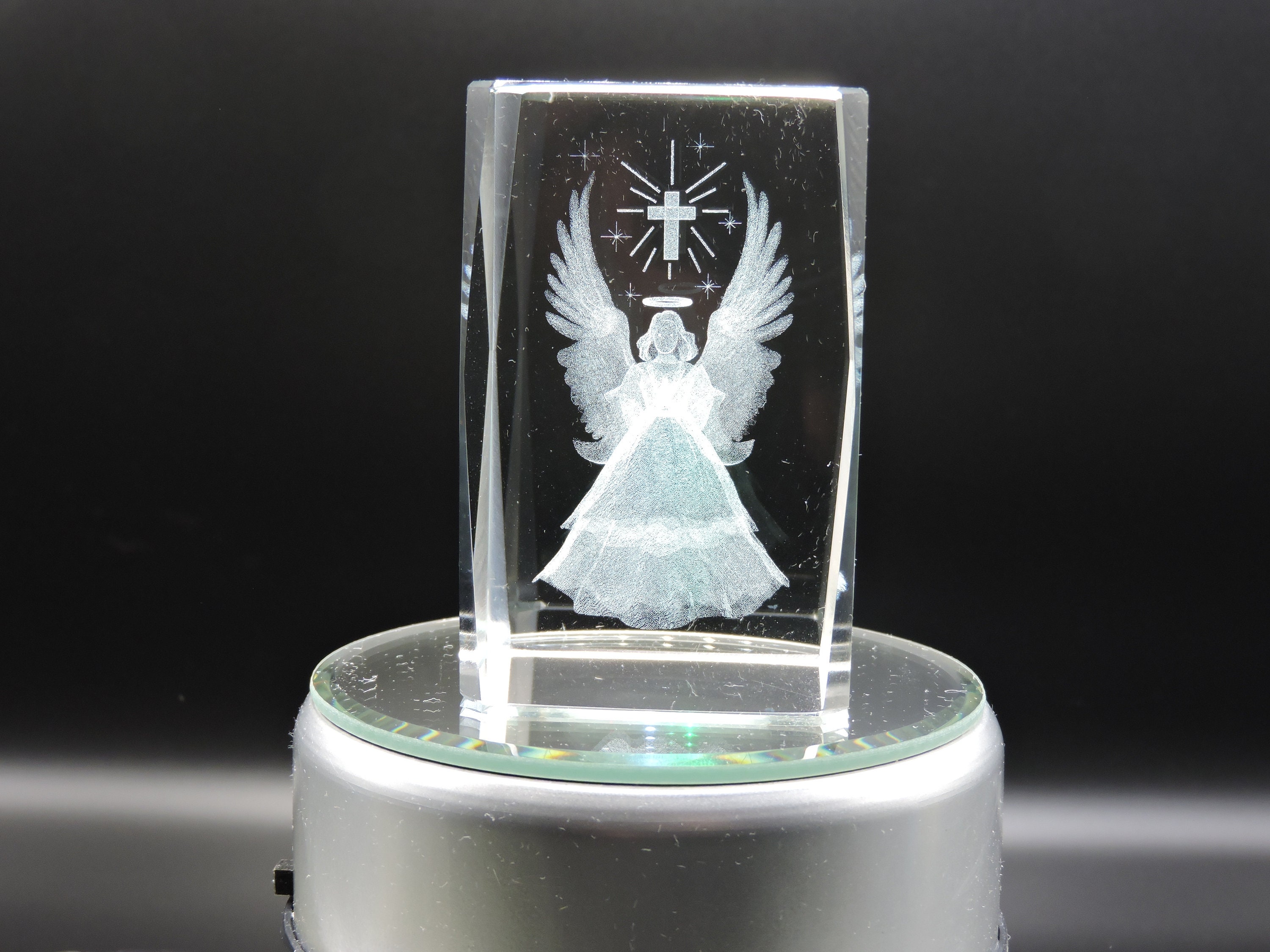 3D Glass Laser Cube Angel | Etsy