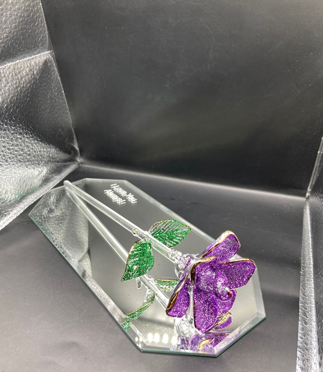 Handmade Blown Glass Rose Purple Rose - Etsy