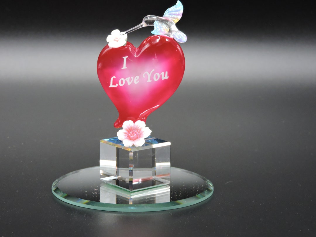 Hand Made Glass Hummingbird Love Heart - Etsy
