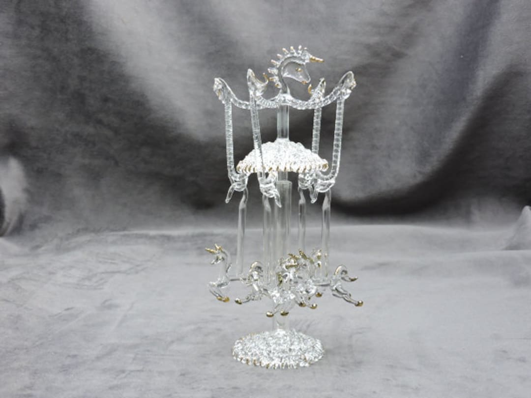 Handmade Blown Glass Unicorn Carousel With 22K Gold Trim - Etsy