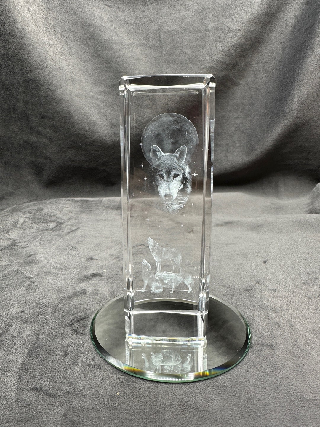 3D Glass Laser Cube Wolves - Etsy
