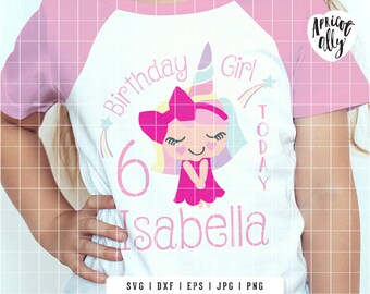 6th Birthday SVG Unicorn Birthday DXF Six Years Old Cut - Etsy
