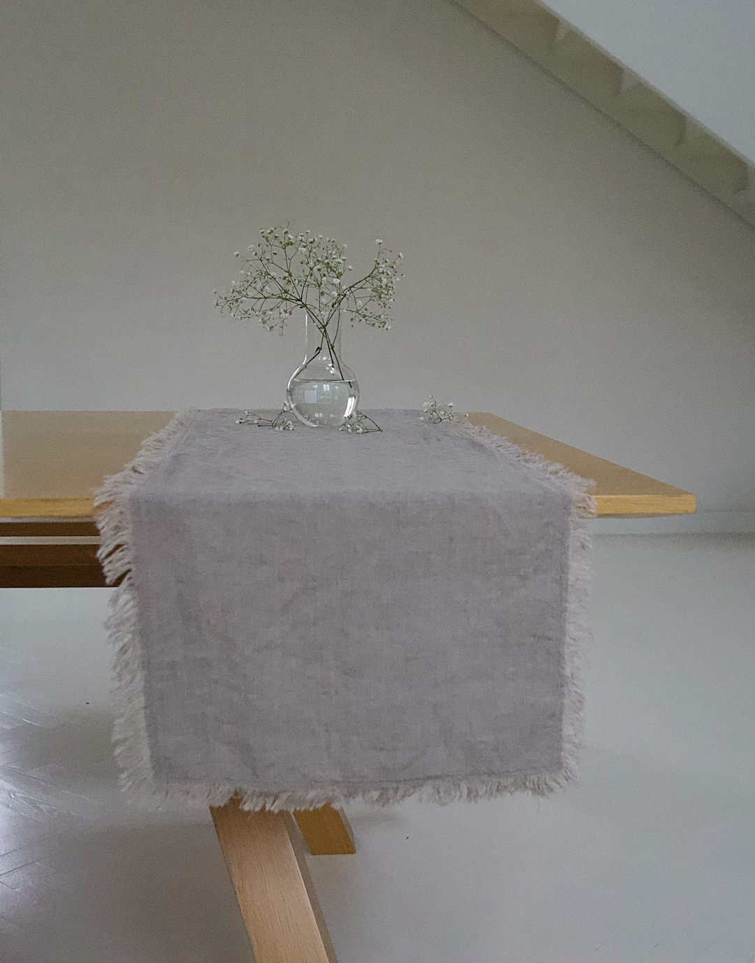 Natural Linen Table Runner With Fringes: Stonewashed European Linen - Etsy