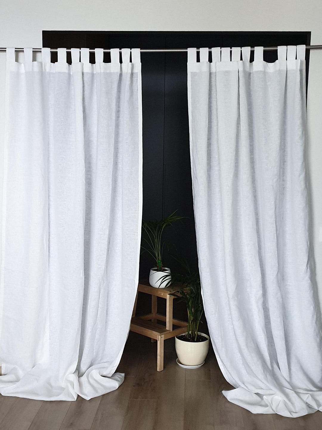Linen Curtain Panel: Tab Top, Semi-sheer Farmhouse Drape - Etsy